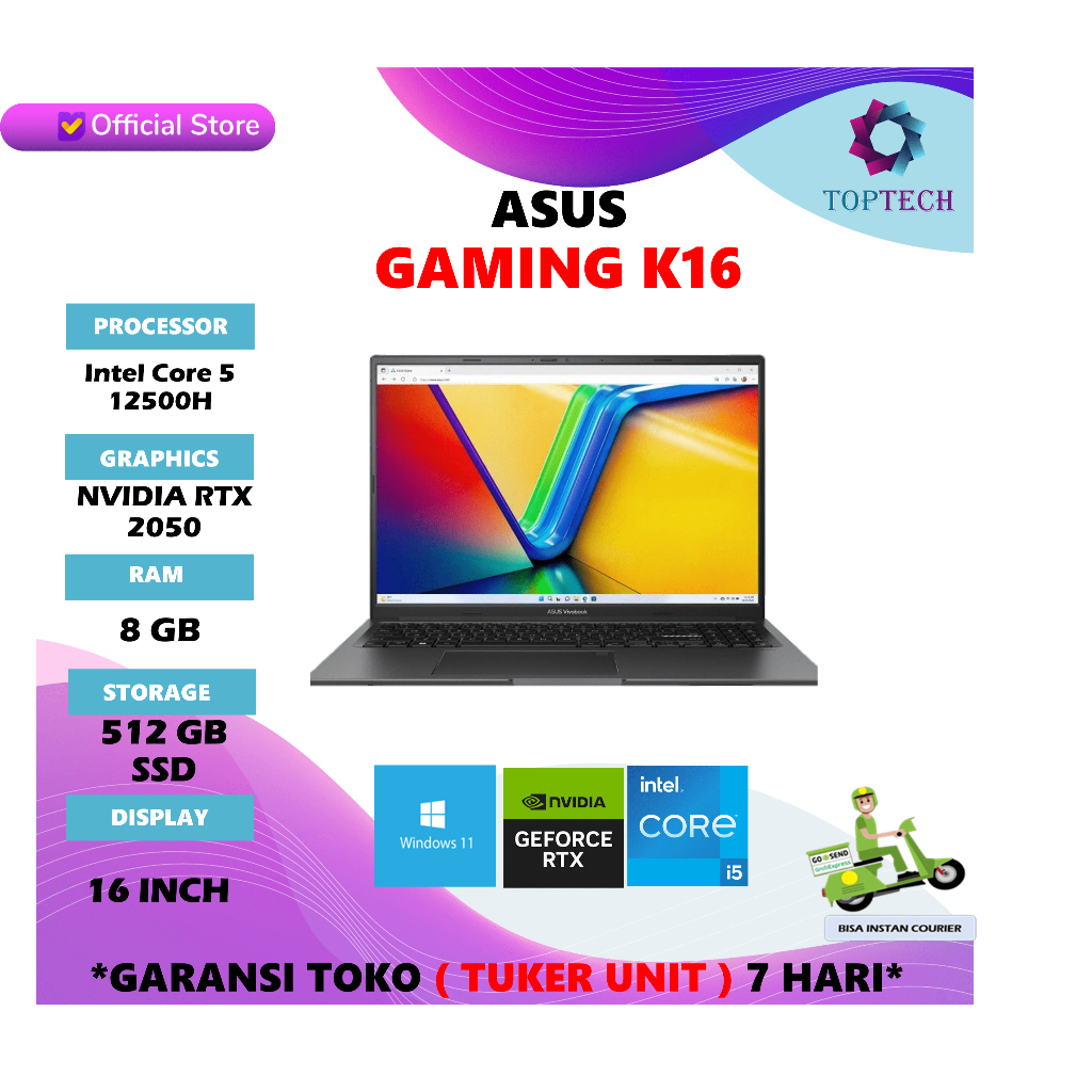 Jual ASUS GAMING K16 K3605ZF I5 12500H RTX2050 4GB/ 8GB 512GB W11+OHS+M365B 16.0FHD | Shopee ...