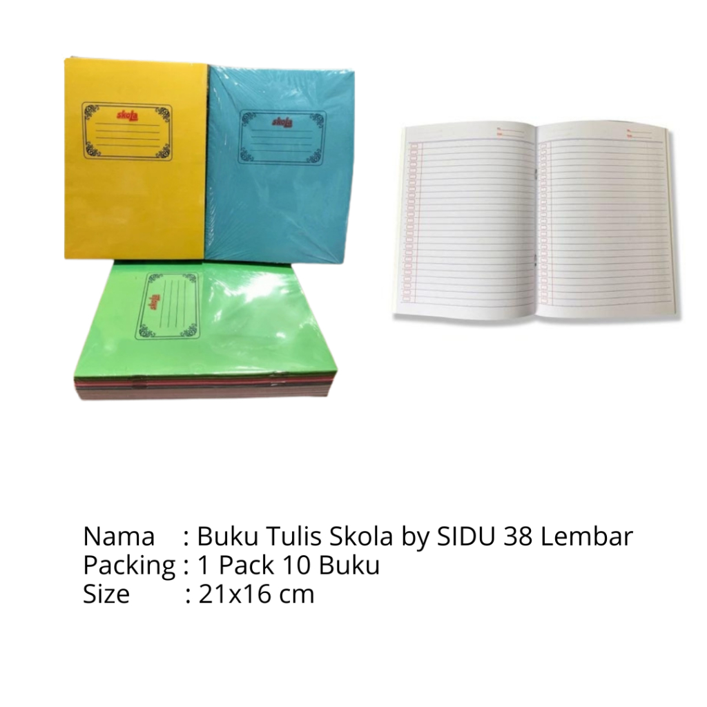 Jual BUKU TULIS 38 LEMBAR SKOLA BY SiDU SINAR DUNIA (1 PACK 10 BUKU ...