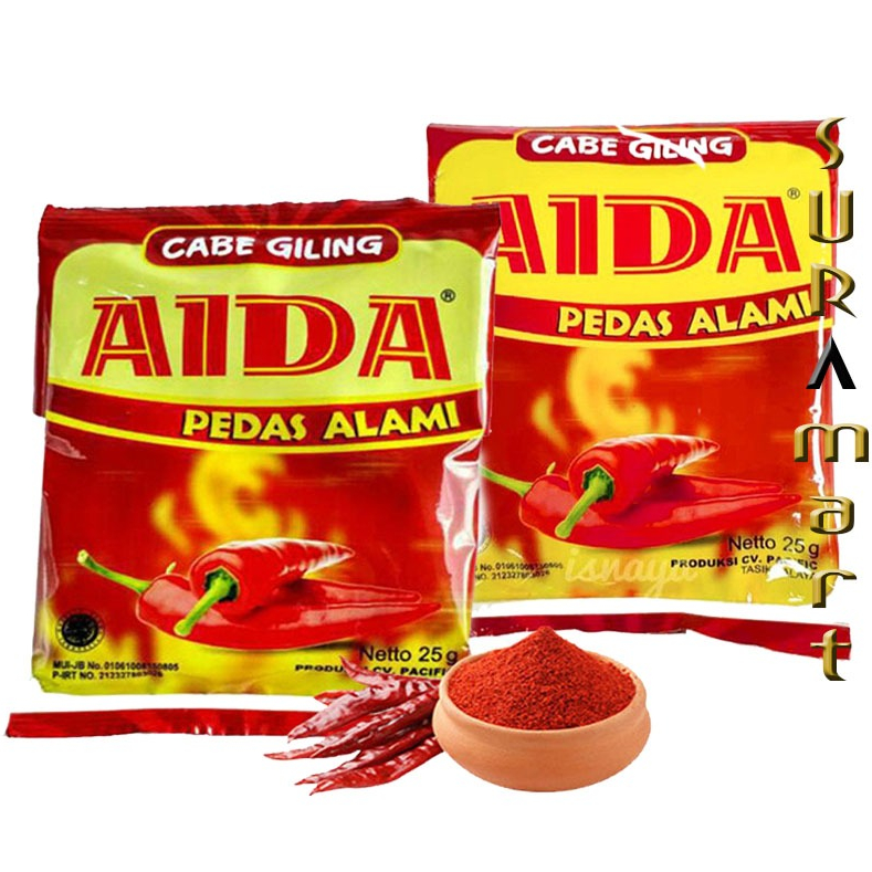 Jual (25 gr) AIDA CABE BUBUK Bumbu Tabur Pedas Bubuk Cabe Kering ...