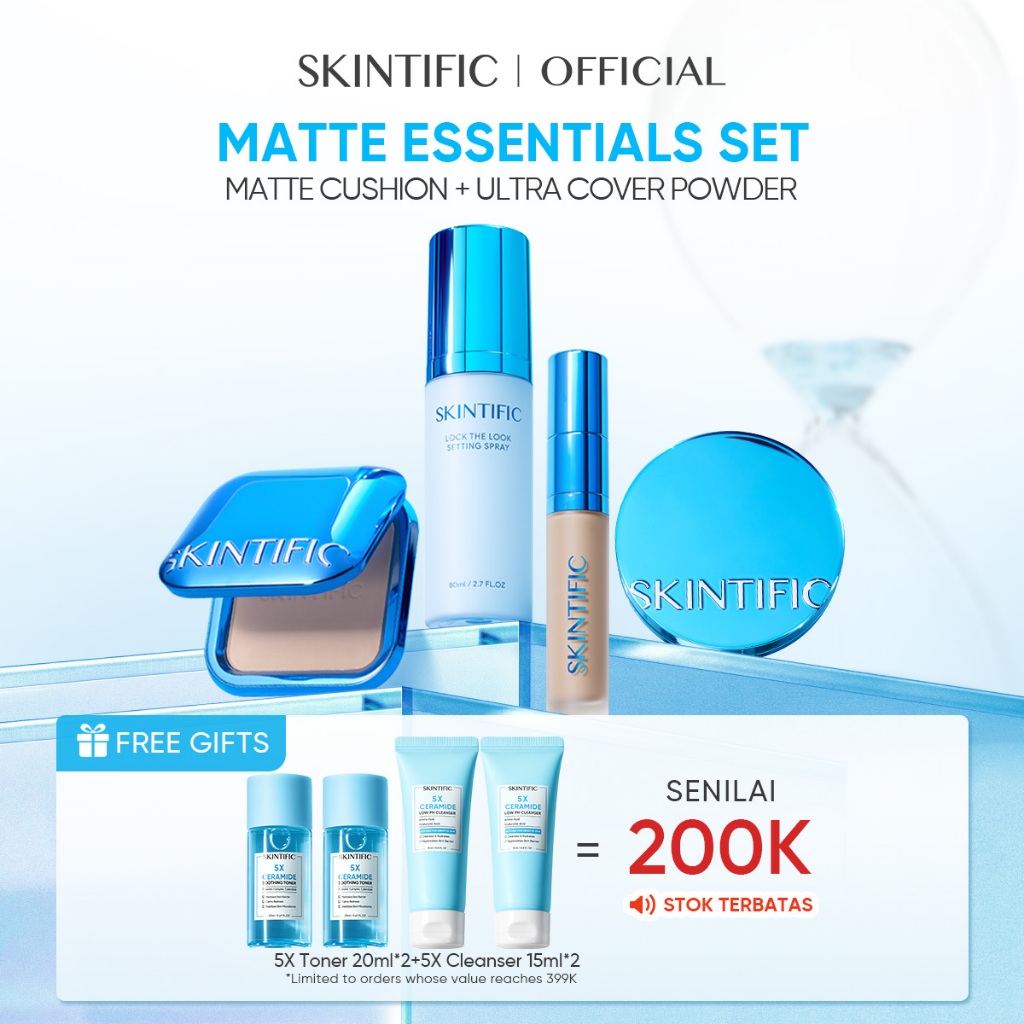 Jual SKINTIFIC - 4pcs Paket Matte Makeup Set | Cover Perfect Serum ...