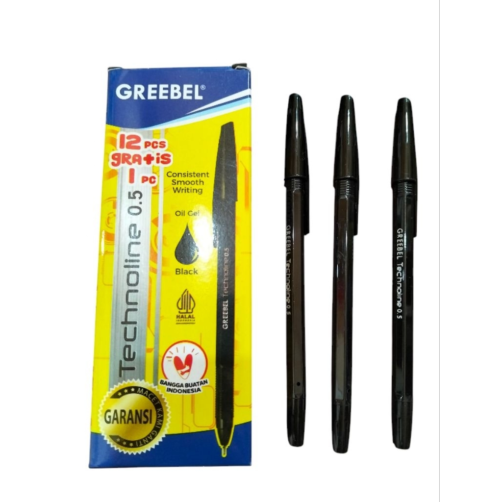 Jual Pulpen (Lusin)Greebel Technoline 0.5mm Hitam | Ballpoint Minyak ...