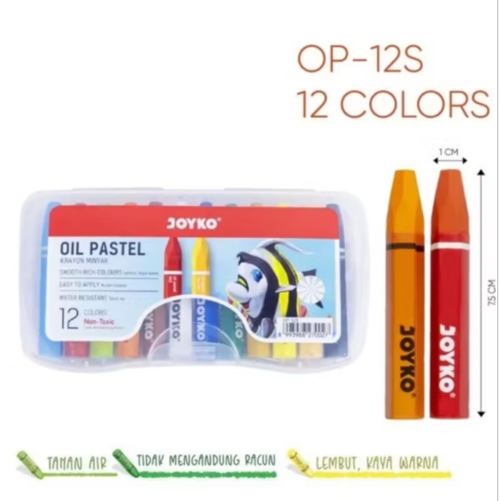 Jual krayon Joyko 12 Warna OP-12S Tahan air | Shopee Indonesia