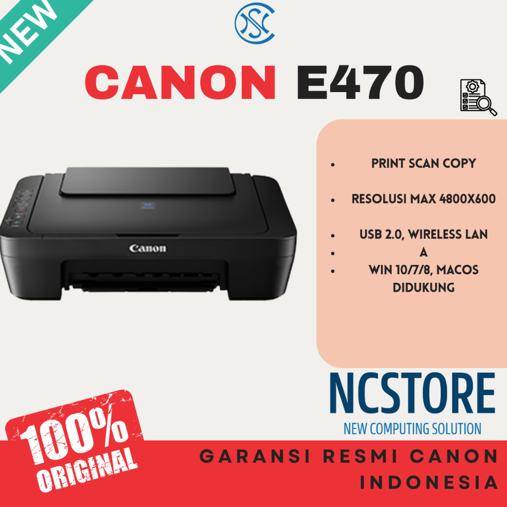 Jual CANON PIXMA E470 ALL IN ONE PRINTER PRINT SCAN COPY WIFI WIRELESS ...
