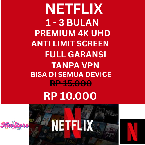 Jual NETFLIXX PREMIUM 1-3 BULAN 4K UHD ANTI SCREEN LIMIT FULL GARANSI | Shopee Indonesia