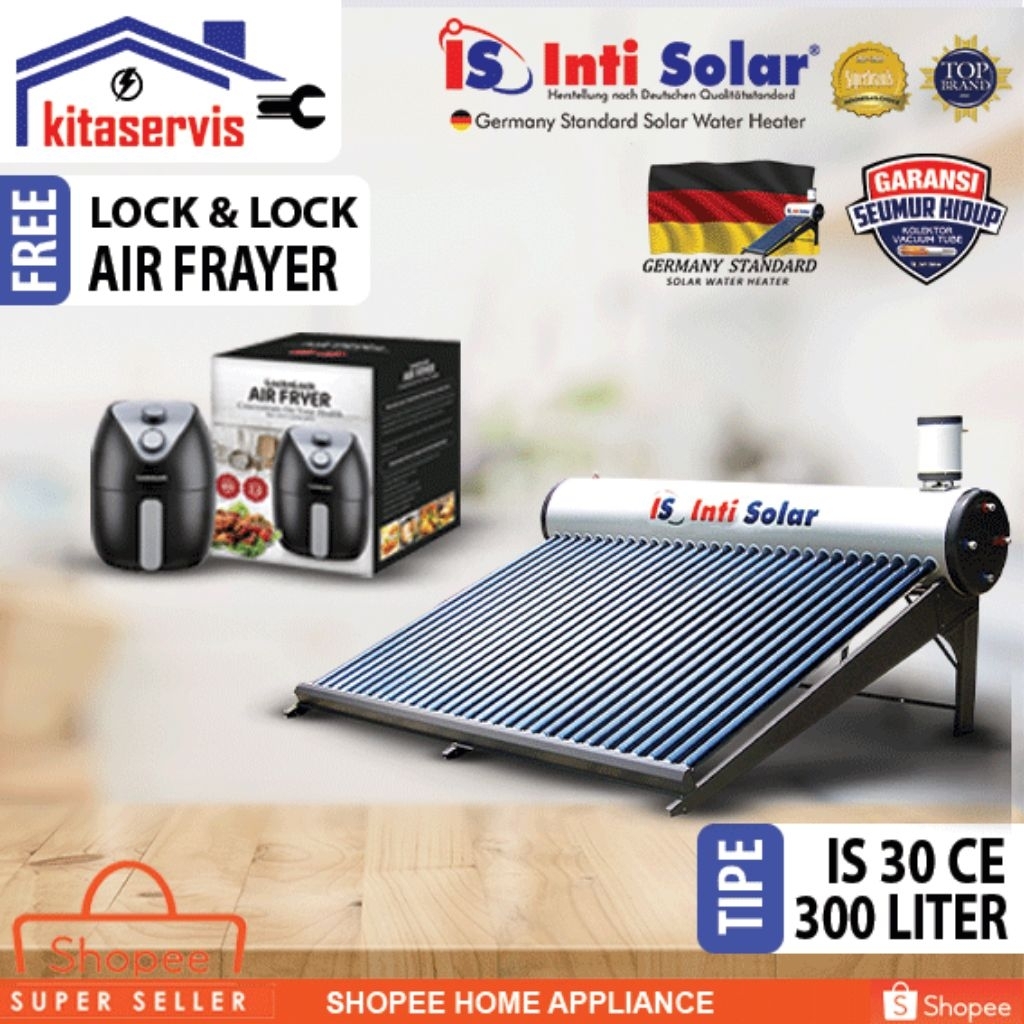 Jual Pemanas Air Matahari INTISOLAR 300 Liter INTI SOLAR Water Heater ...