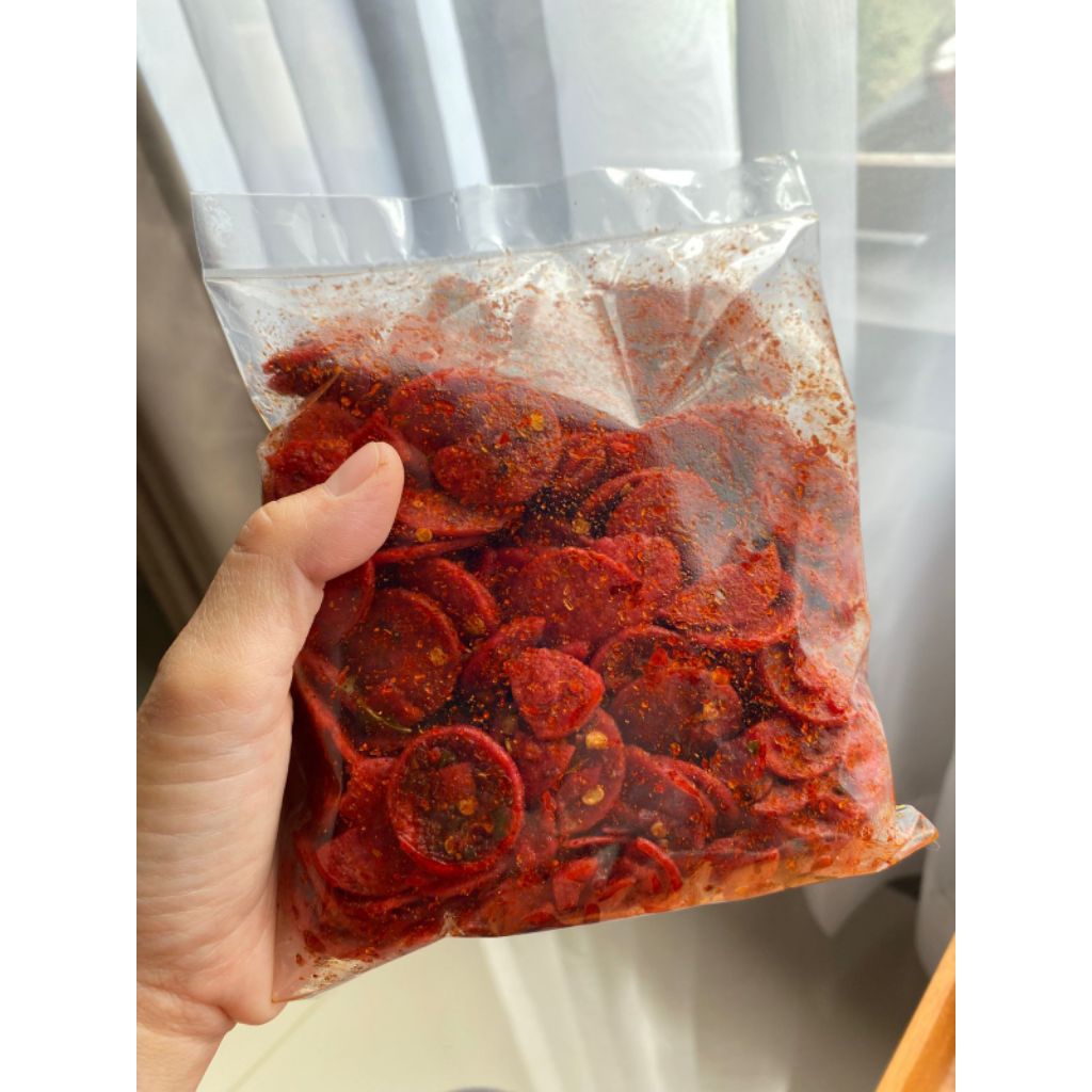 Jual Sosis Goreng SOSRENG Pedas daun jeruk 100 gram 200 gram | Shopee ...