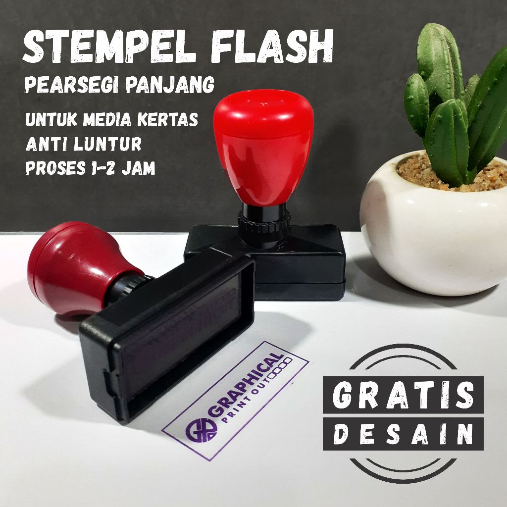 Jual Stempel Flash Otomatis Custom Desain Bentuk Persegi Panjang ...
