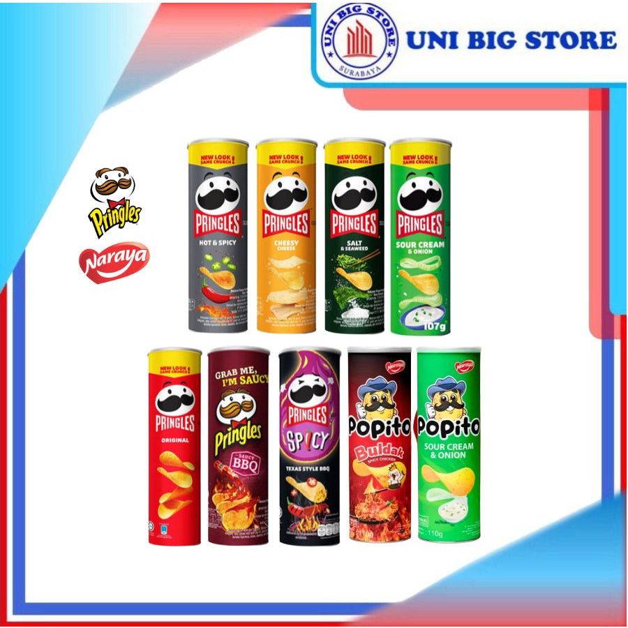 Jual Pringles | Popito Potato Crisps Original Cheese SourCream Spicy ...