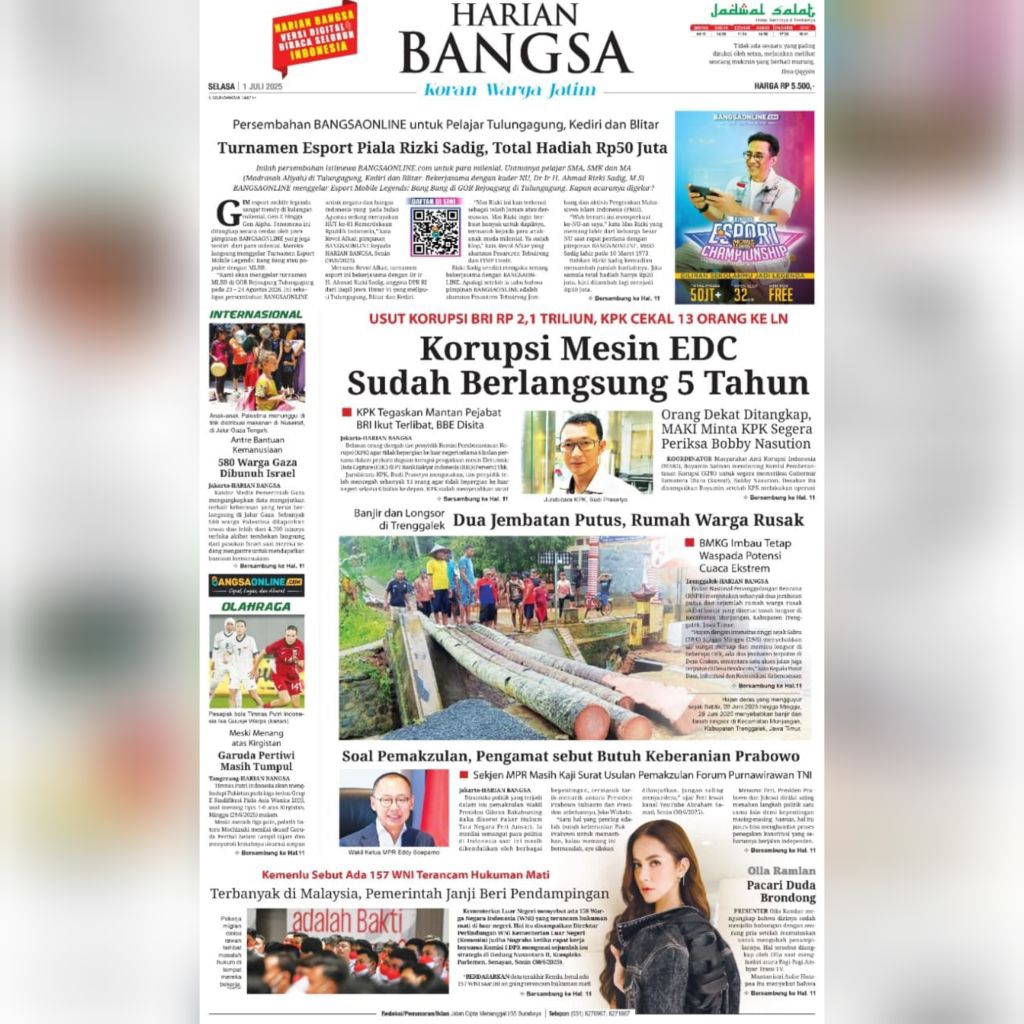 Jual KORAN HARIAN BANGSA EDISI AGUSTUS 2025 ( DIJUAL SATUAN ) | Shopee ...