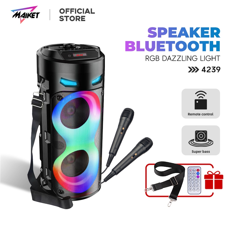 Jual MAIKET Party Speaker Bluetooth Karaoke Portable 4 inch*2 Super ...