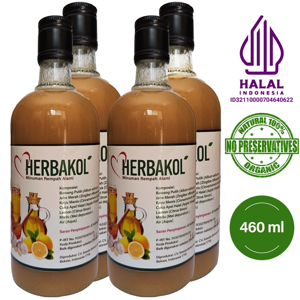 Jual HERBAKOL (Paket 4 Botol) Jus Bawang Putih Jahe Merah Lemon Cuka ...