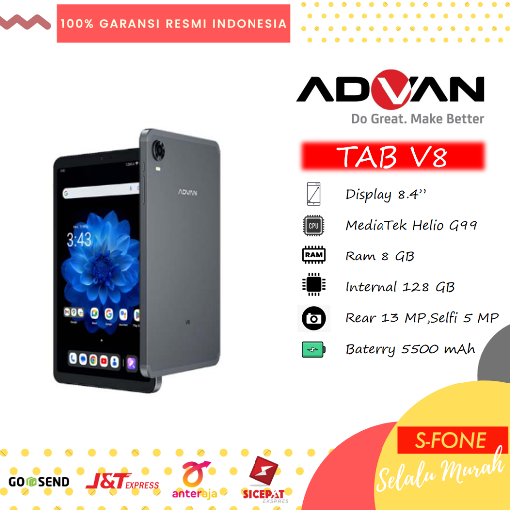 Jual Advan Tab V8 Layar 8.4" Mediatek Helio G99 | Shopee Indonesia