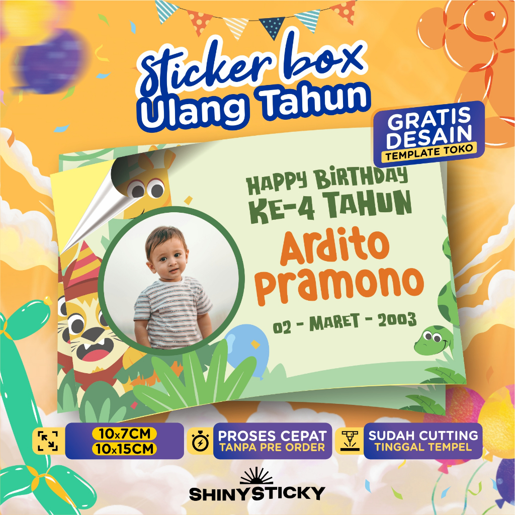 Jual Stiker Ultah Anak Custom Nama & Foto | Stiker Souvenir Ulang Tahun ...