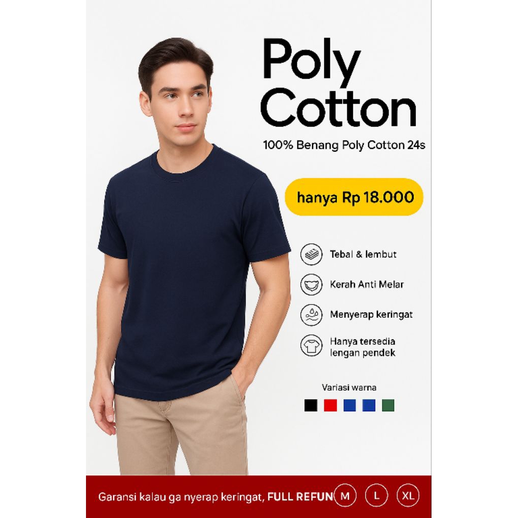 Jual PROMO KOAS POLOS PRIA WANITA PESOFT 24S KAOS POLOS PREMIUM BASIC ...
