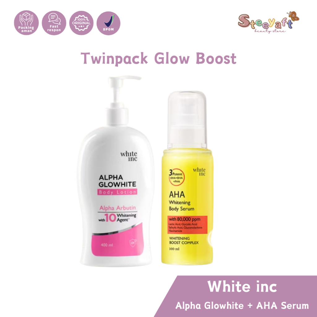 Jual [2 Pcs] WHITE INC AHA Alpha Glowhite Body Lotion 400ml + AHA Body ...