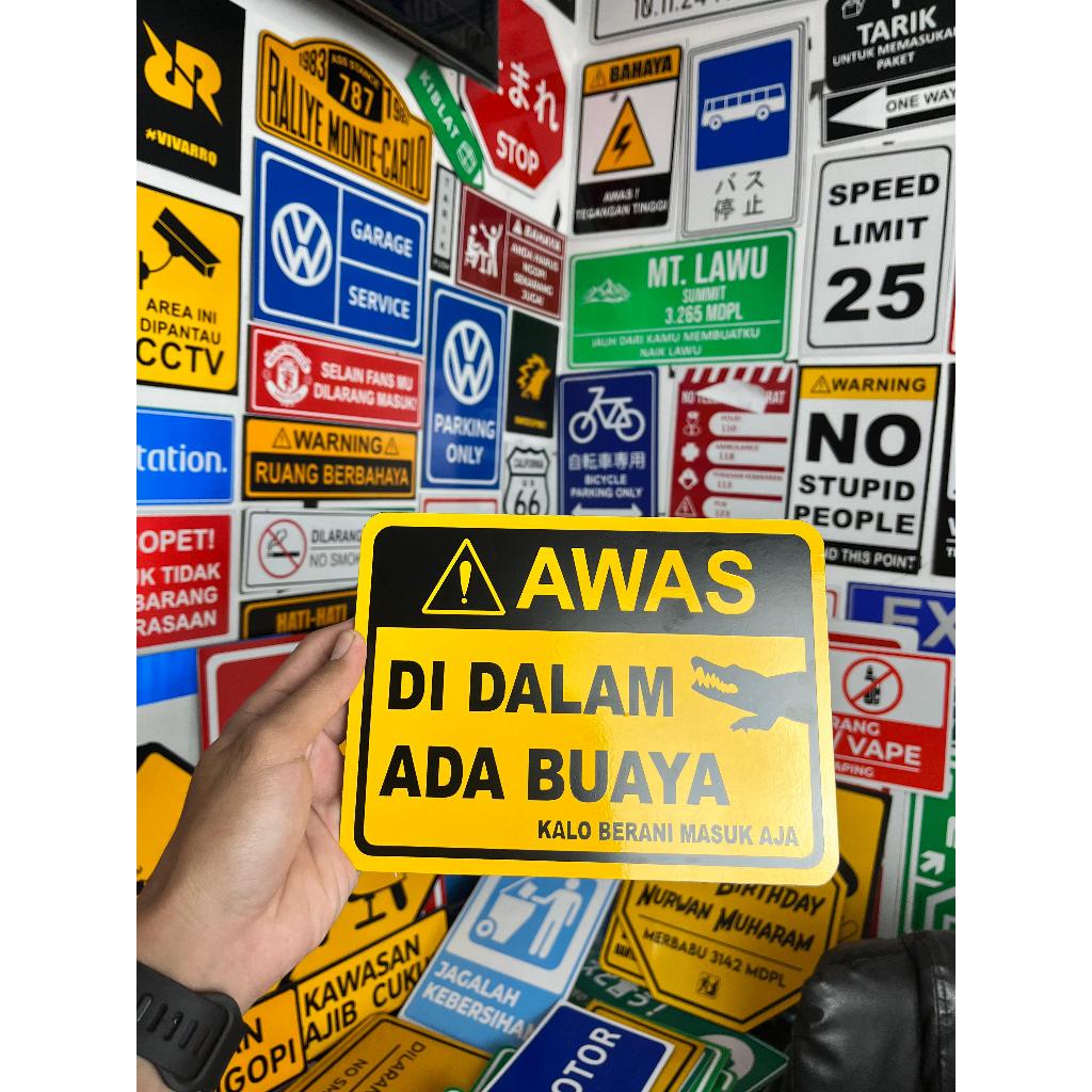 Jual SIGN AWAS DI DALAM ADA BUAYA 10 X 20 CM | RAMBU PETUNJUK TANDA ...