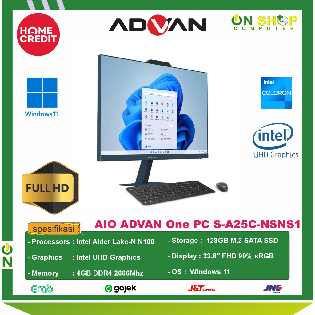 Jual ADVAN All in One PC AIO ONEPC Intel N100 | 4GB 128GB | 23.8" INCH ...