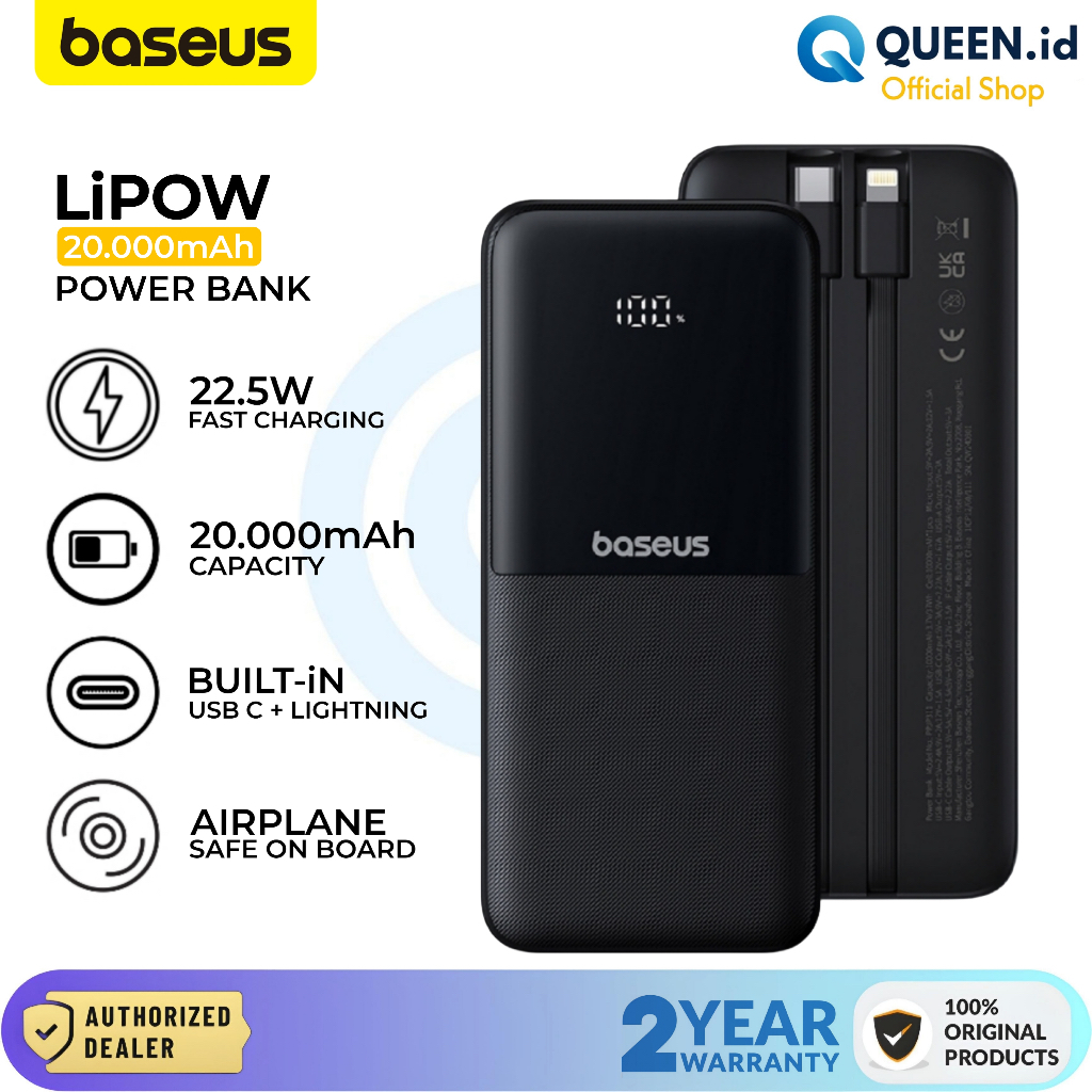 Jual Baseus LiPOW Powerbank 20000mAh 22.5W Fast Charging PD Display ...