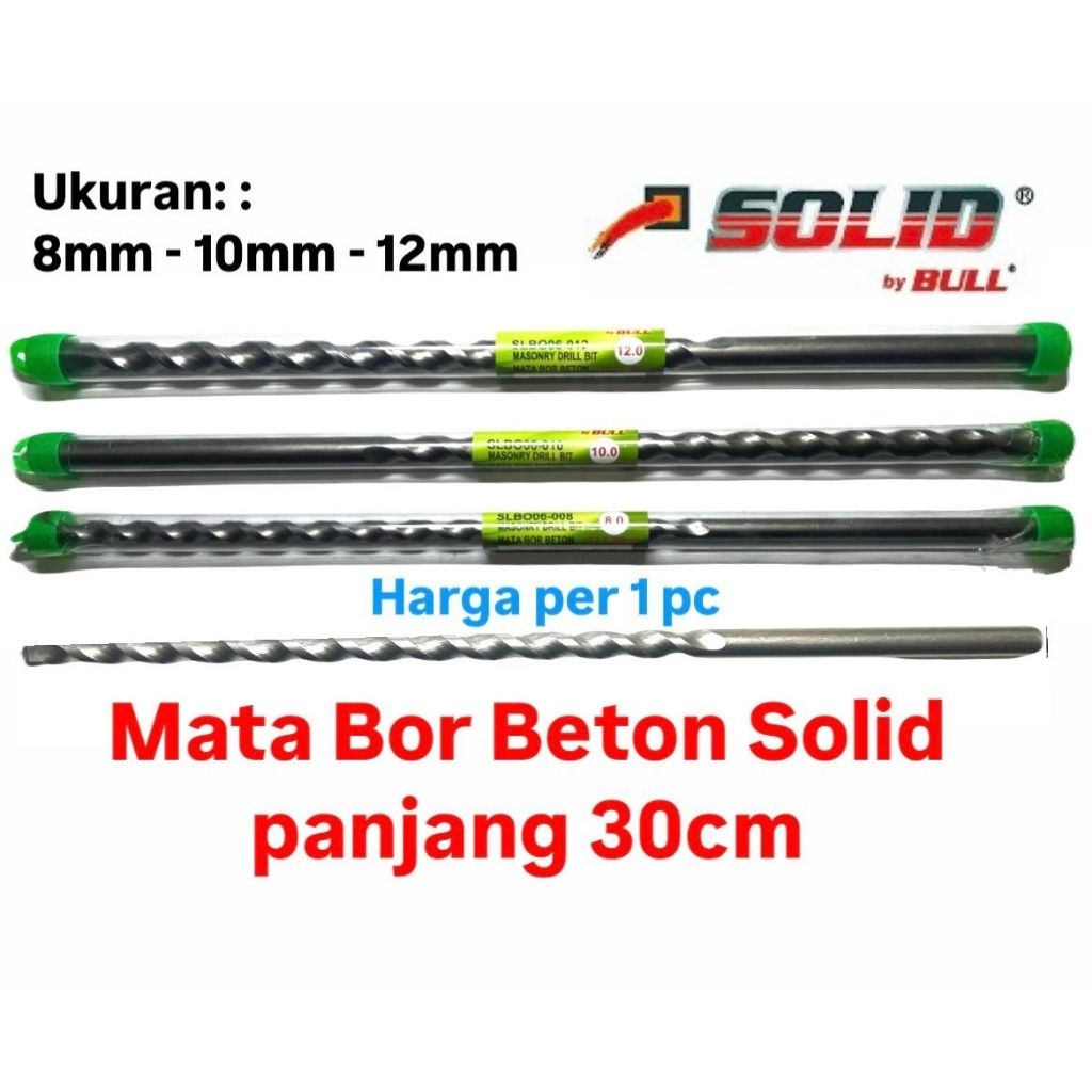Jual SOLID Mata Bor Beton Panjang 30cm ukuran 8mm 10mm 12mm | Shopee ...