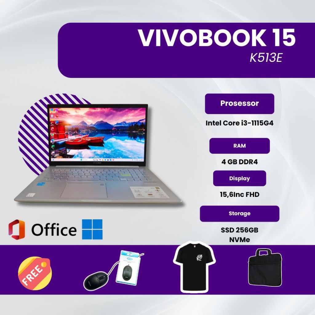 Jual Laptop Asus Vivobook 15 K513E Core i3 Gen 11 Ram 4Gb | Shopee ...