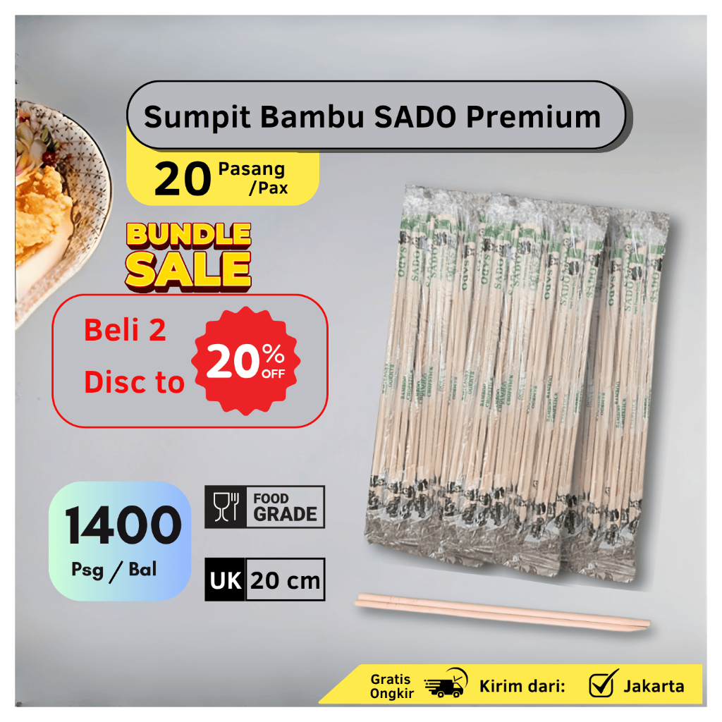 Jual Sumpit Bambu Merek SADO Kualitas Super Premium Food Grade (1 Bal ...