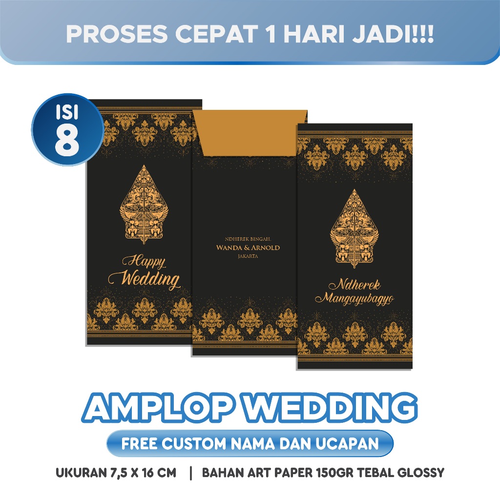 Jual (ISI 8 PCS) AMPLOP WEDDING CUSTOM | Wedding Kondangan Sumbangan ...