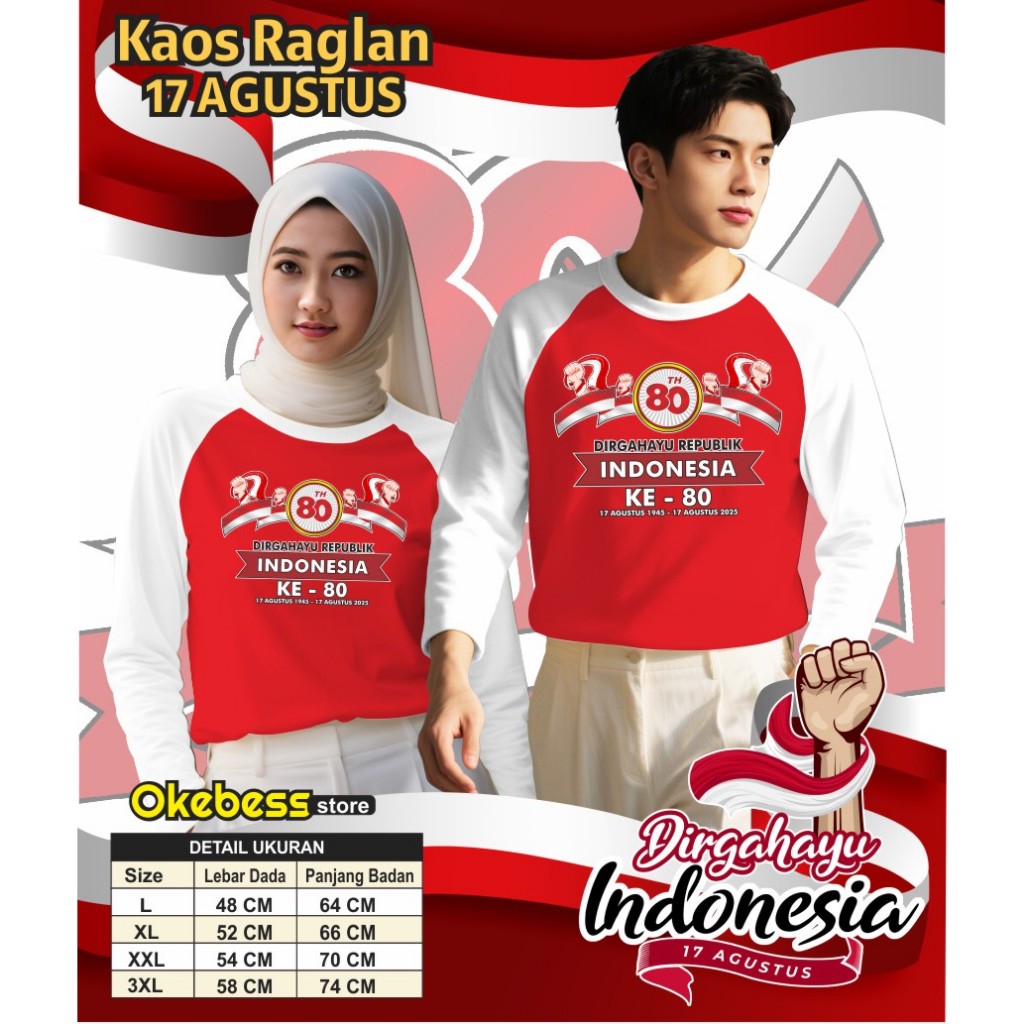 Jual KIMONO MERAH PUTIH LAGLAN INDONESIA HUT RI 80 KAOS HUT RI KE 80 ...