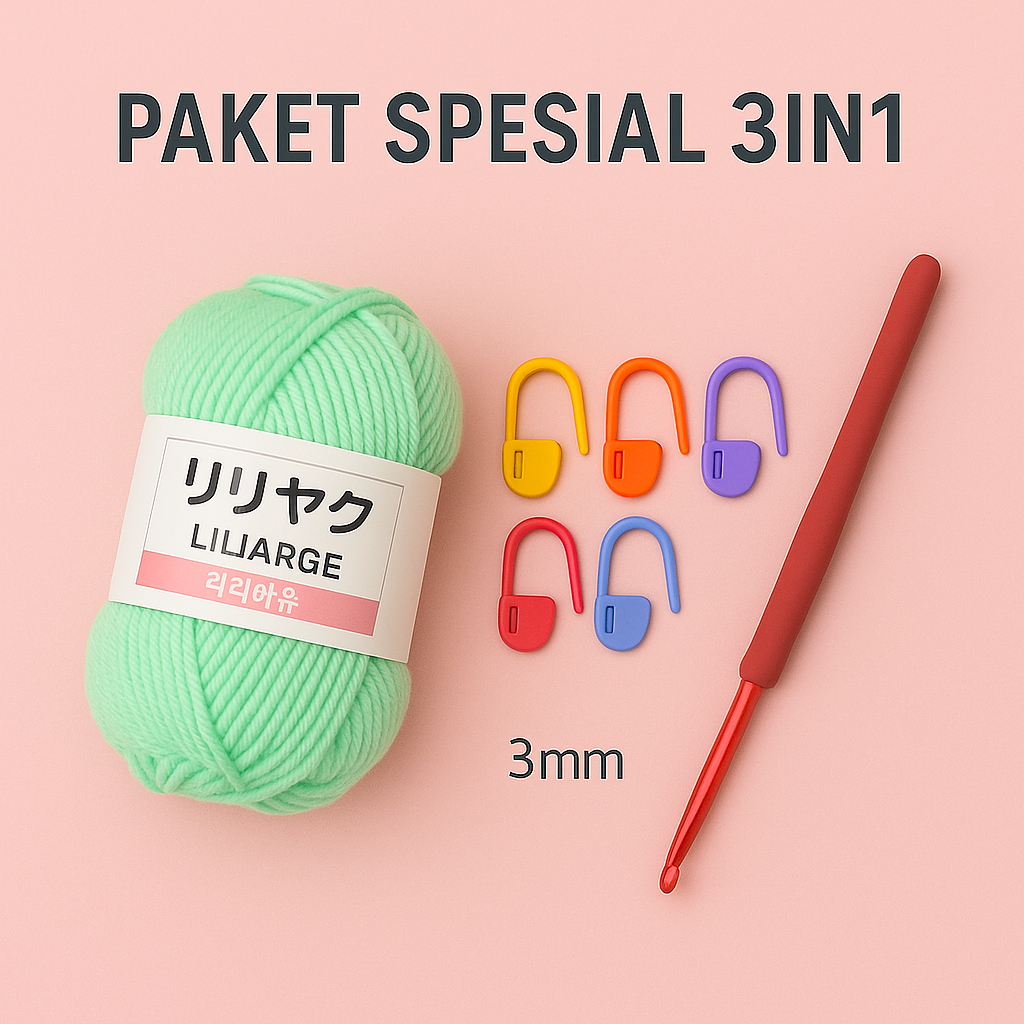 Jual STUDIO RAJUT - PAKET SPESIAL 3IN1 BENANG RAJUT PEMULA STARTER KIT ...