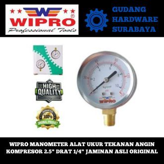 Jual WIPRO Manometer alat ukur tekanan angin kompresor 2.5" drat 1/4 ...
