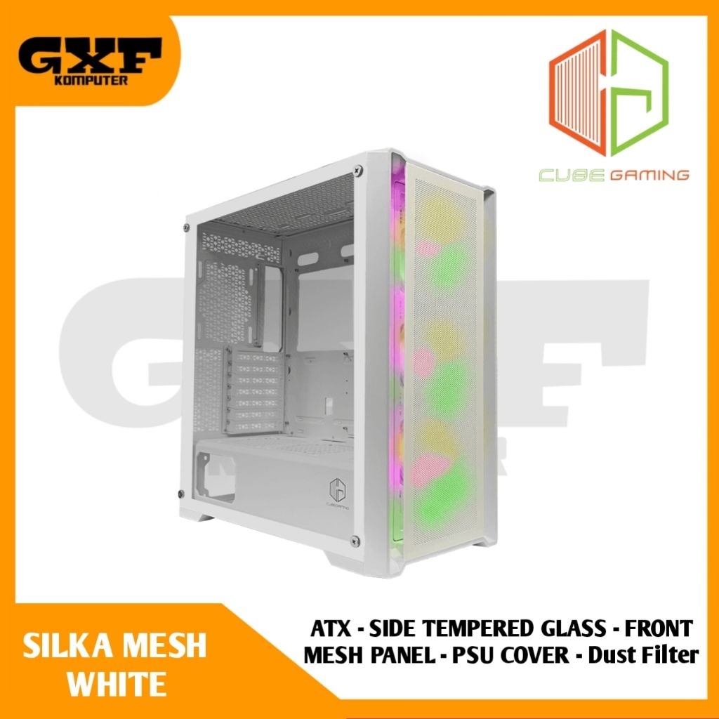 Jual CUBE GAMING SILKA MESH WHITE - ATX - SIDE TEMPERED - FRONT MESH | Shopee Indonesia
