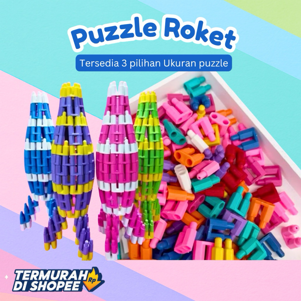 Jual EDUFUNTOYS Blok Puzzle Roket Jadul Mainan Edukasi balon Susun ...