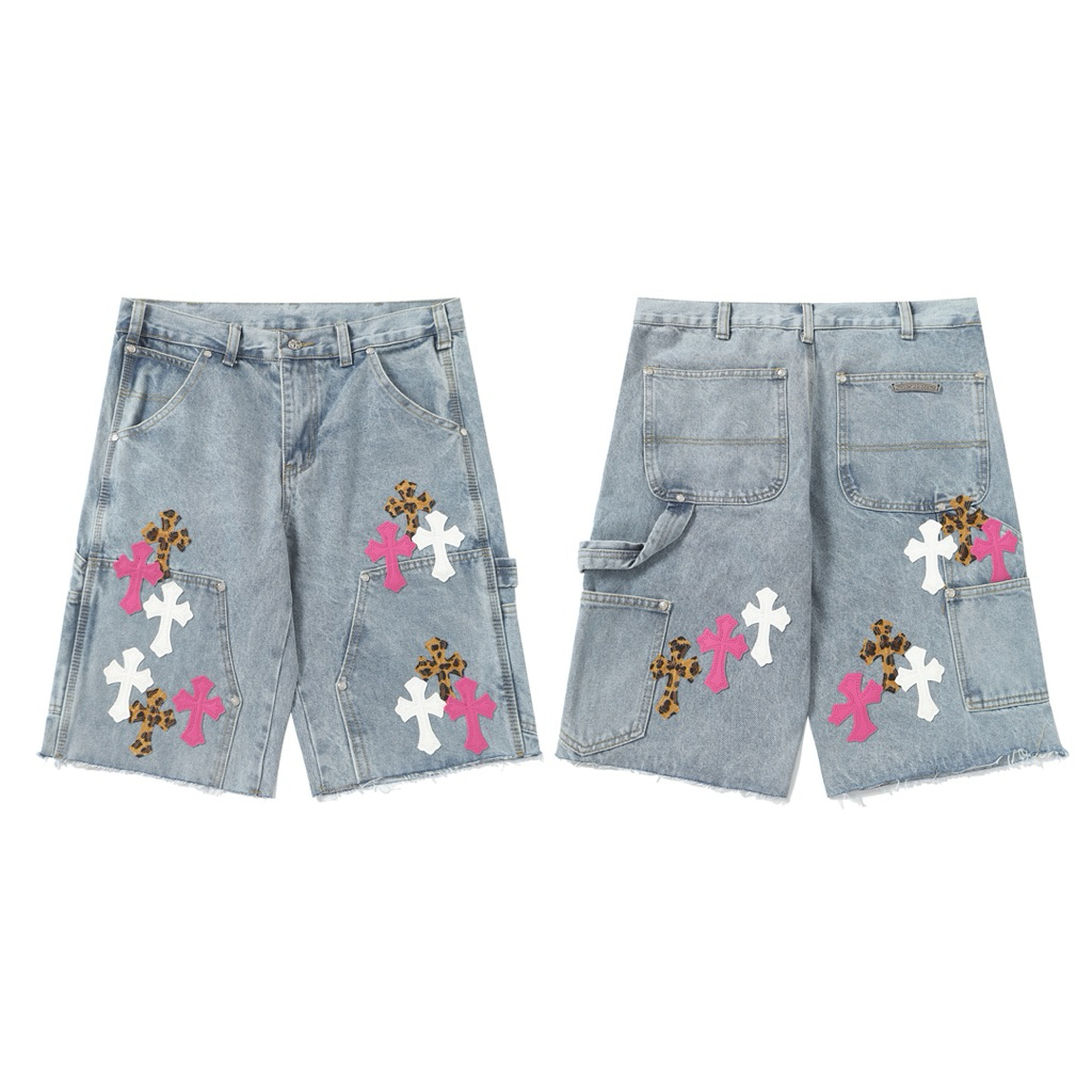 Jual Denim JORTS Streetwear Cross Patch Leather Pink Leopard | Shopee ...