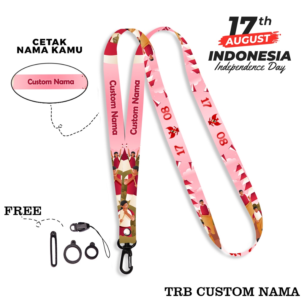 Jual Lanyard Custom Nama Special HUT RI - Bisa Satuan dan Tambah Nama 1 ...