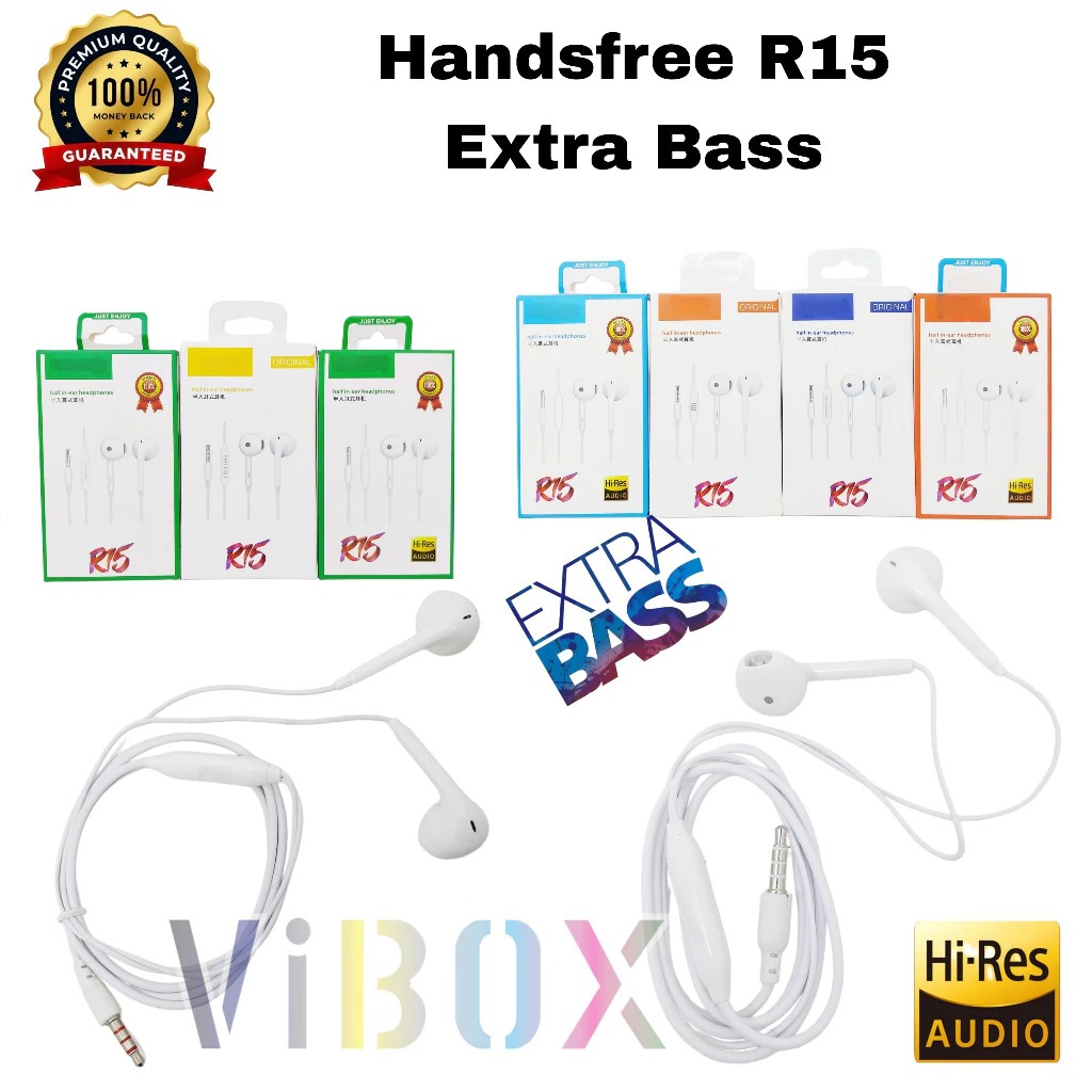 Jual Headset R-15 Earphone Stereo Bass in-ear With Mic Universal ...