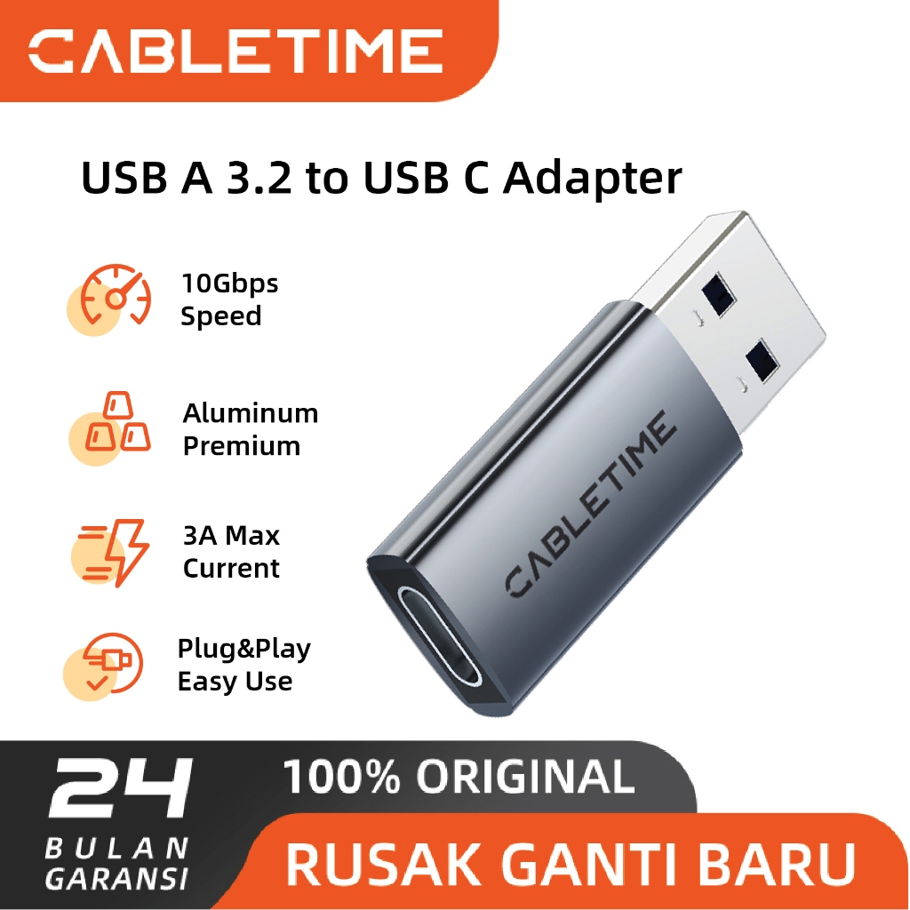 Jual CABLETIME OTG USB To USB C Adapter Type A To C Data Sync Charge ...
