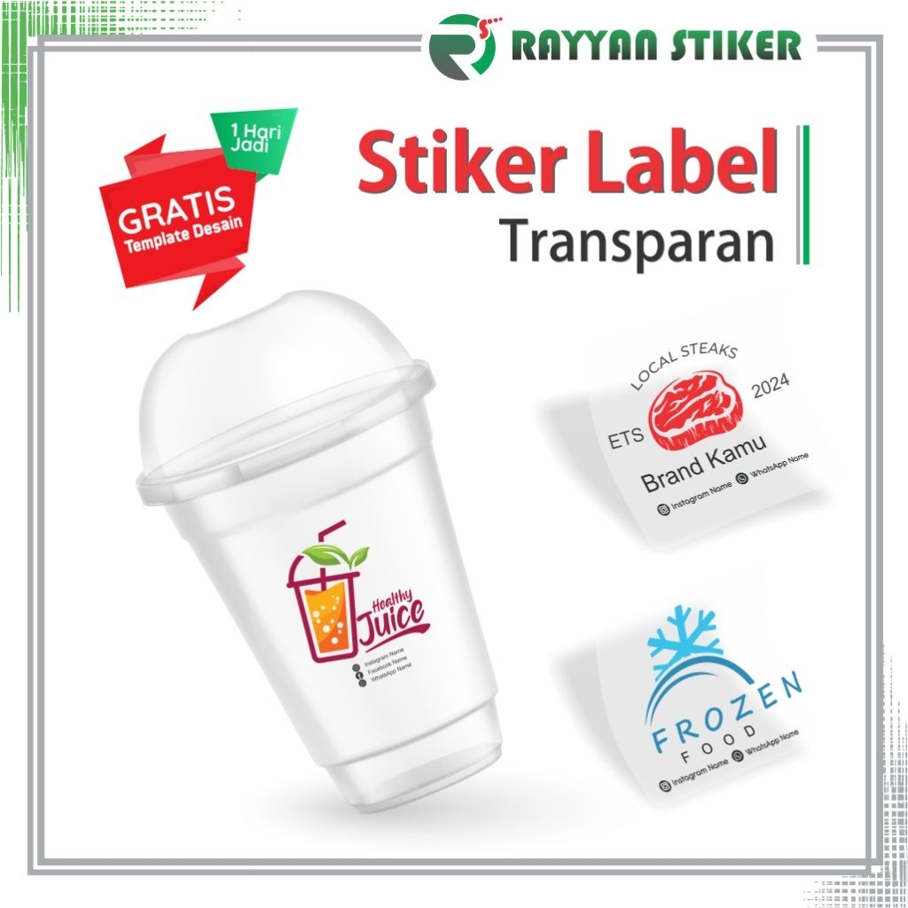 Jual Stiker Transparan Sticker custom label minuman Makanan ukuran A3 ...