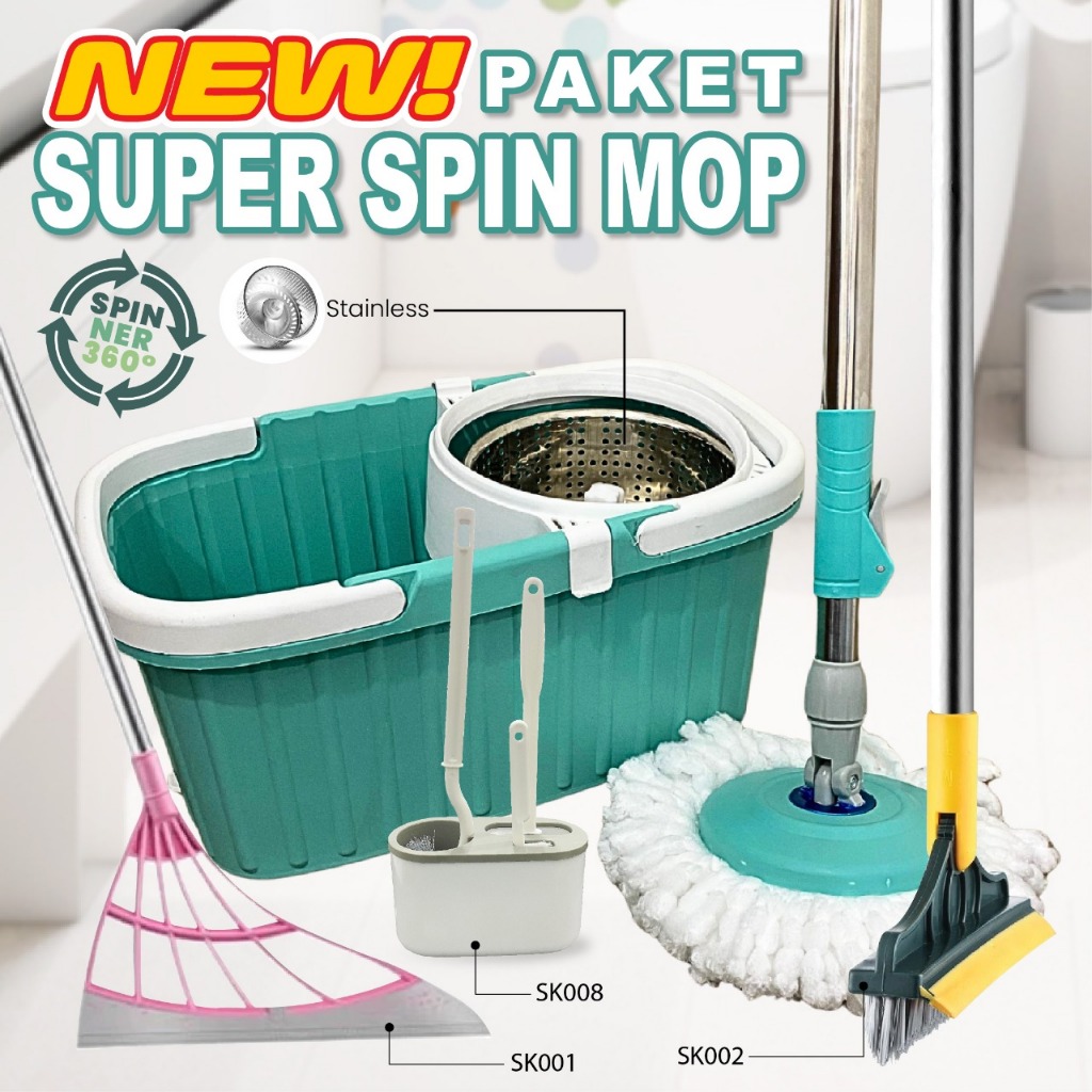 Jual 1 Set Paket Bundle Hemat Alat Pel Lantai Ultra Mop Aclima Spin Mop ...