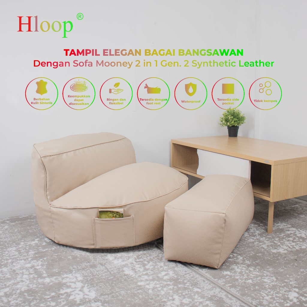 Jual HLOOP Mooney 2in1 sofa minimalis ruang tamu/beanbag sofa santai | Shopee Indonesia