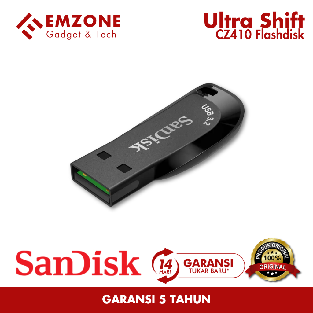 Jual Sandisk Flashdisk Ultra Shift CZ410 USB 3.2 32GB 64GB 128GB 256GB ...