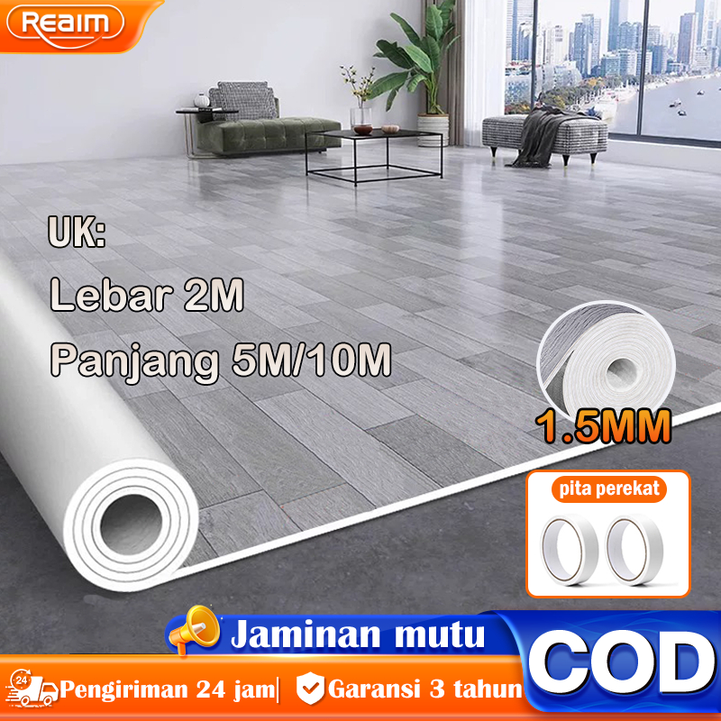 Jual Karpet Vinyl Lantai Gulungan 5 10 Meter Aesthetic Tebal 1.5mm 1 roll Motif Kayu Mudah ...