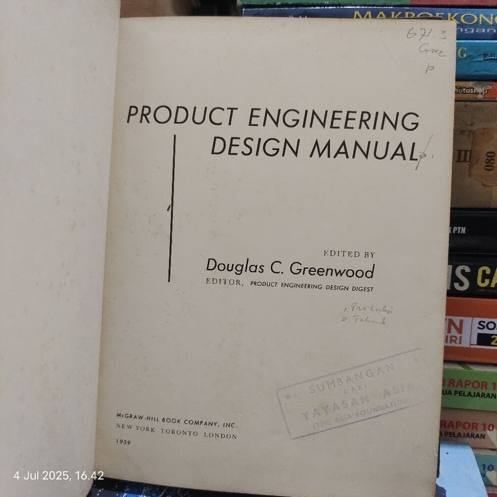 Jual BUKU PRODUCT ENGINEERING DESIGN MANUAL DOUGLAS GREENWOOD ORIGINAL ...