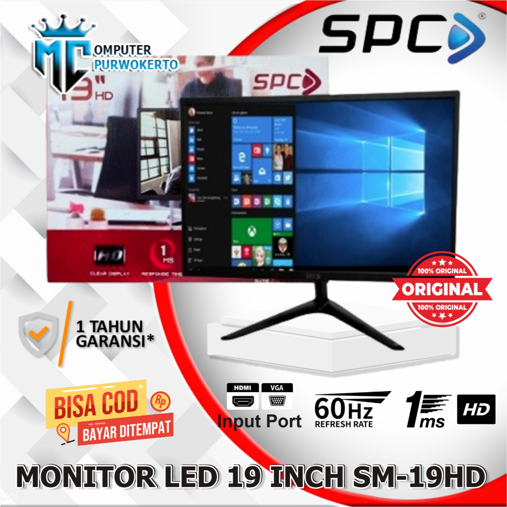 Jual Monitor LED 19 Inch SPC HDMI &VGA FULL HD Garansi Resmi | Shopee ...