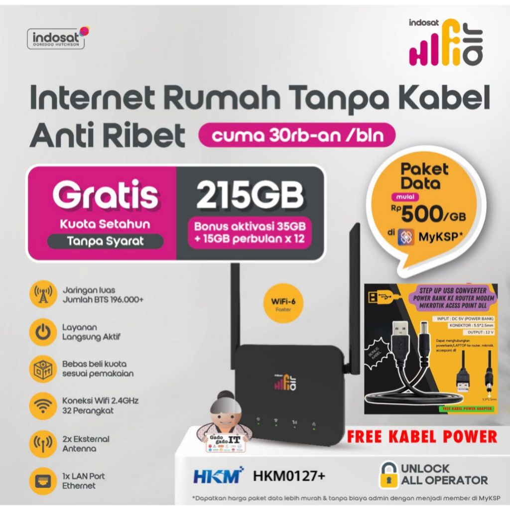 Jual HKM0127+ Indosat IM3 Modem Wifi Router Wireless HKM Hifi Air 4G ...
