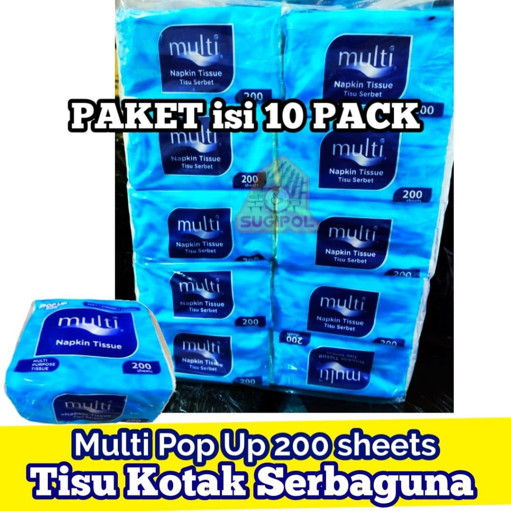 Jual (10pax)Multi napkin pop up 200sheet. tissue serbaguna cocok untuk ...