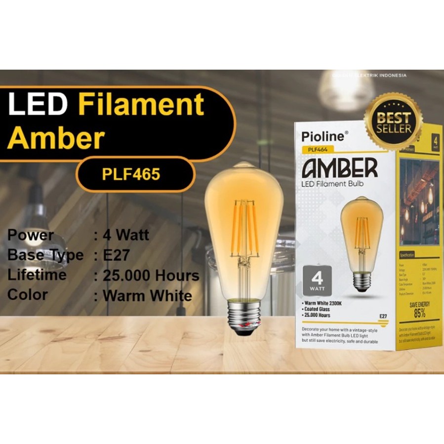 Jual Pioline Bohlam Pijar Lampu 4watt T64 PIOLINE Bohlam Vintage 4W ...