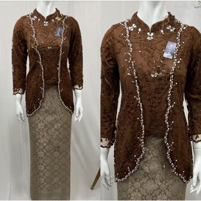 Jual NEW Kebaya Kutubaru Payet Kerah Sanghai / Setelan Rok lilit Songket / Kebaya Kondangan ...