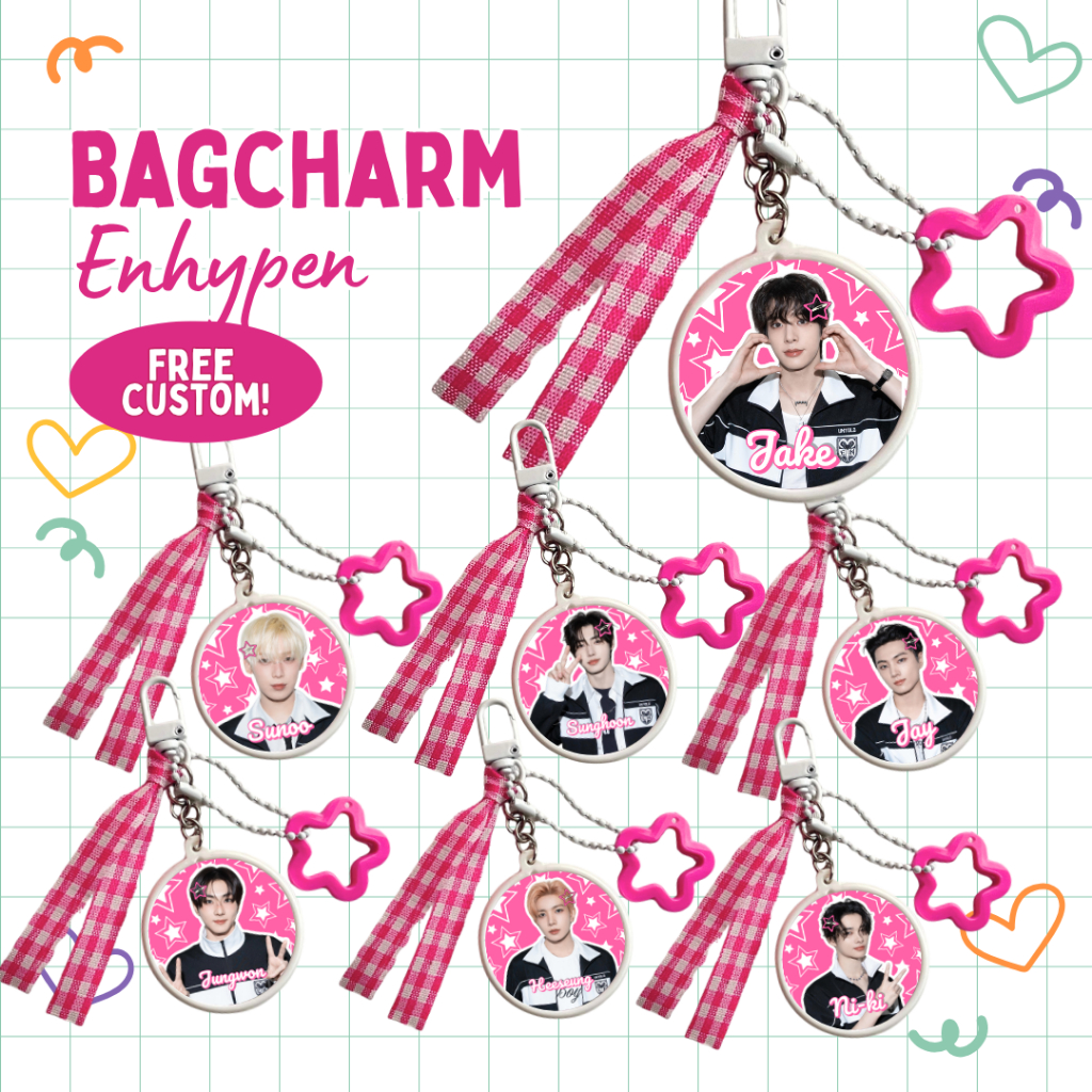 Jual Enhypen Bagcharm Pink Star fanmade / enhypen keychain keyring ...