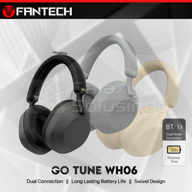 Jual Fantech GO WH06 Wireless Bluetooth Headphone - Black / Beige ...