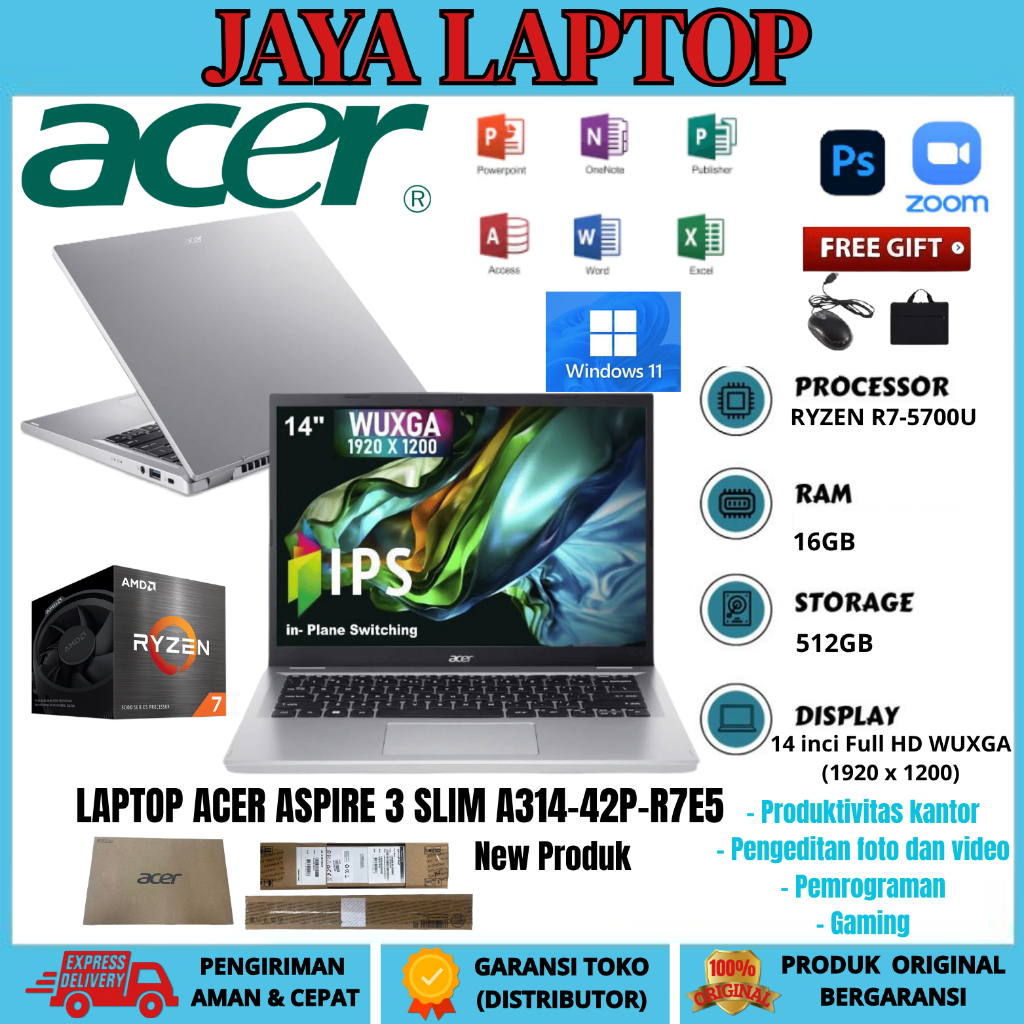 Jual LAPTOP BARU BERGARANSI RESMI ACER ! LAPTOP ACER ASPIRE 3 SLIM A314 ...