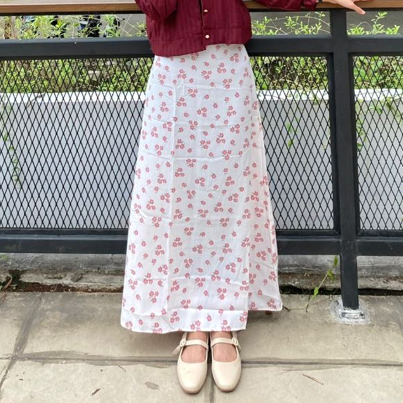 Jual FLORAL SKRIT/ROK MOTIF BUNGA/FLORAL SKRIT KOREAN STYLE/ROK A LINE ...